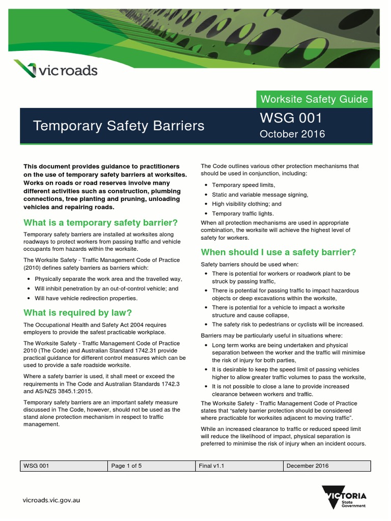 Temporary Safety Barriers Guide | PDF | Safety | Road