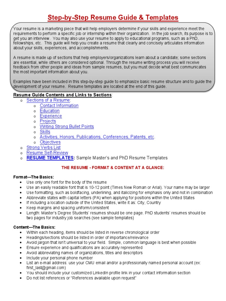 Step-by-Step Resume Guide & Templates: O: o o o o o o o - o o o o | PDF ...