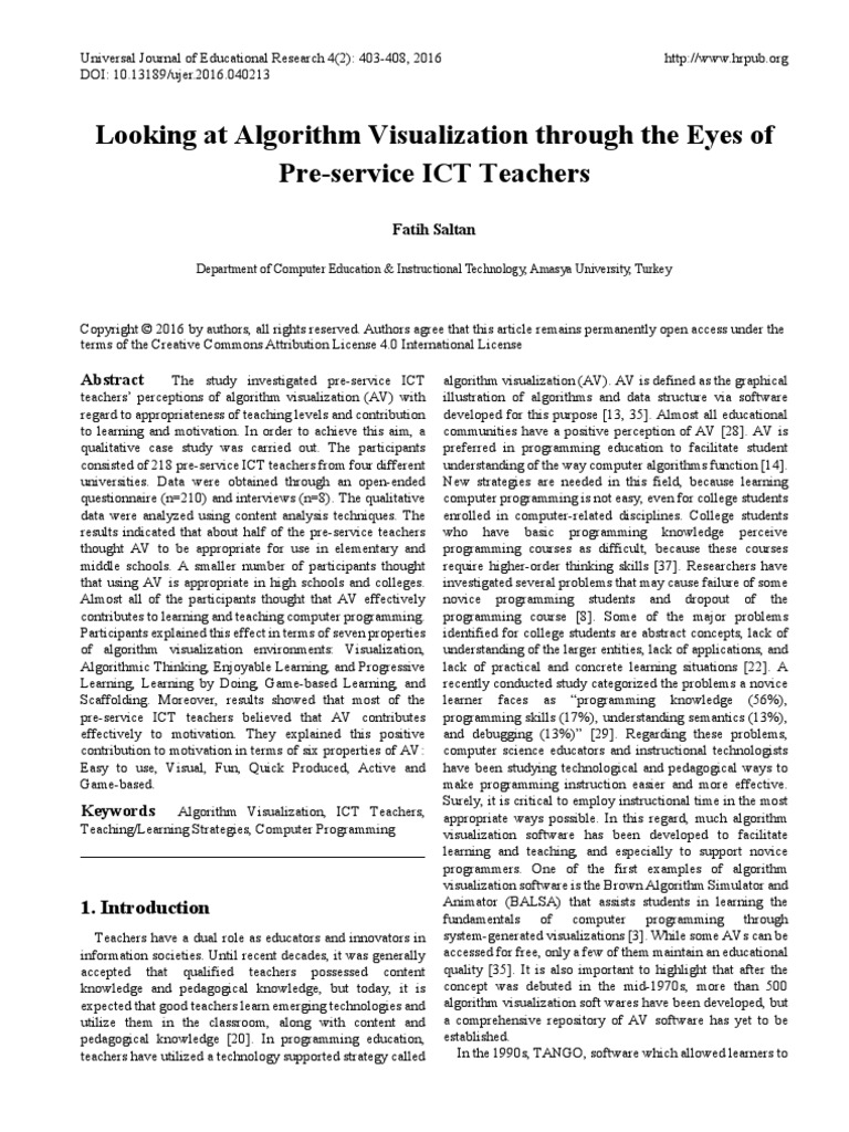 Looking at Algorithm Visualization Through The Eyes of Pre-Service ICT ...