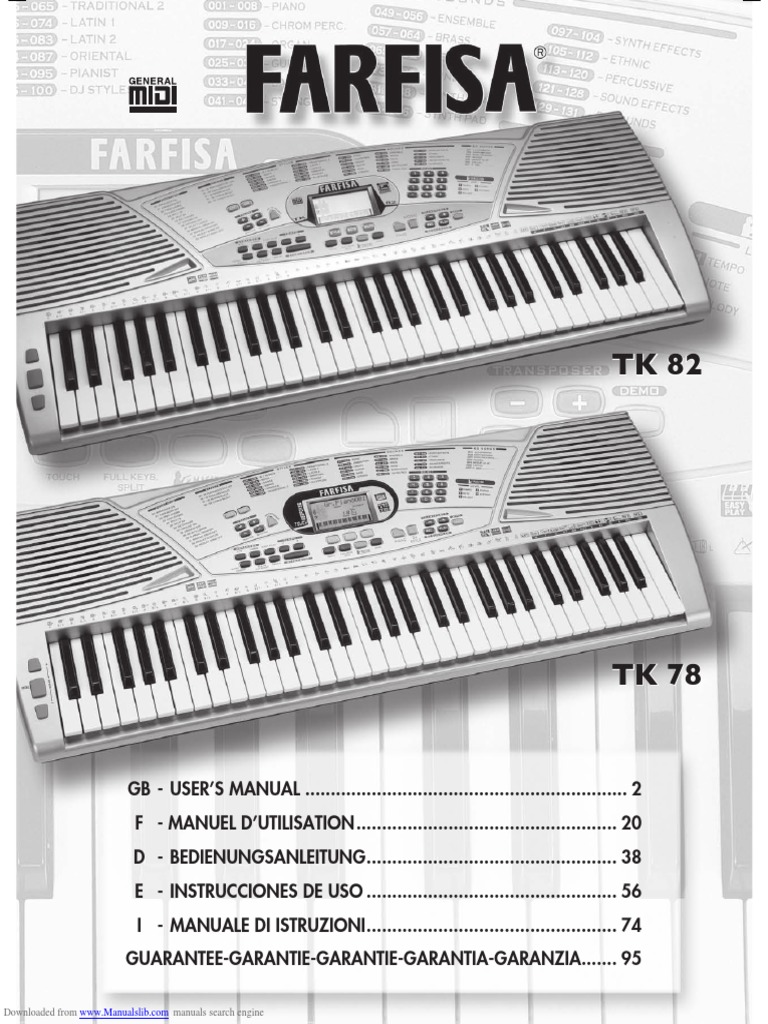 Keyboard User Manual TK 78/82 | PDF | Tempo | Plastic