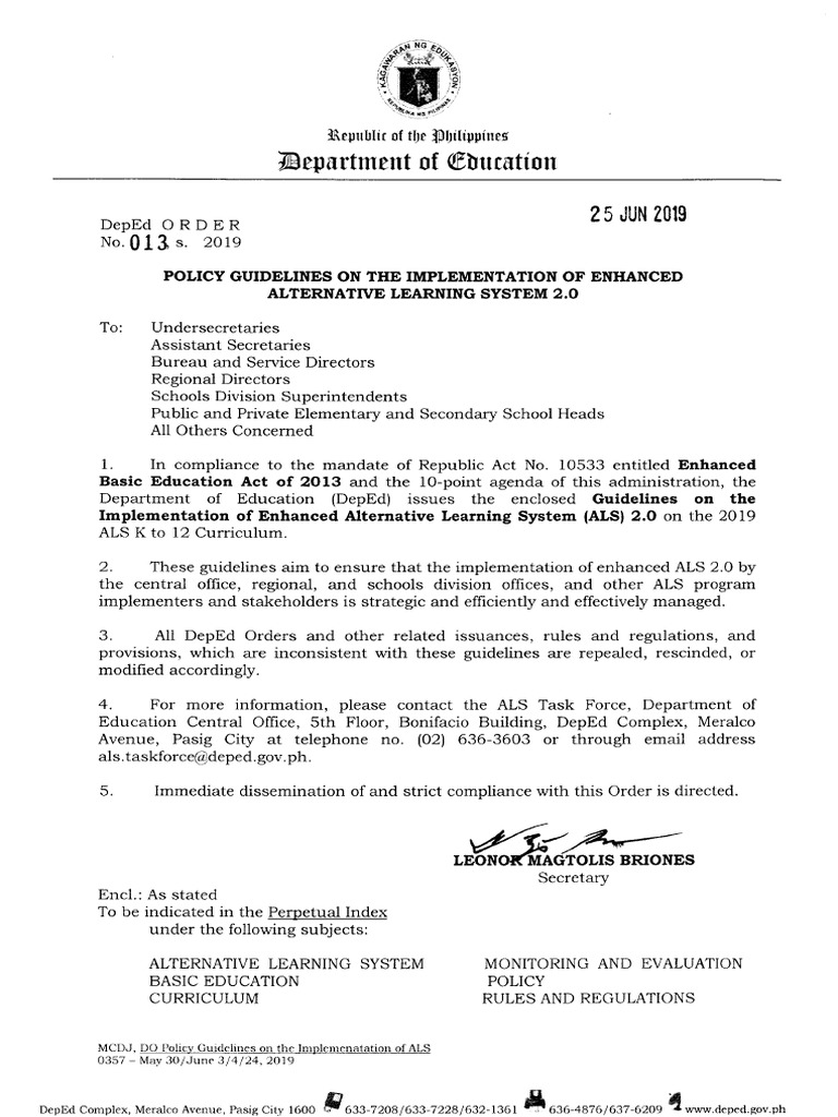 ALS New Curriculum 2019 | PDF