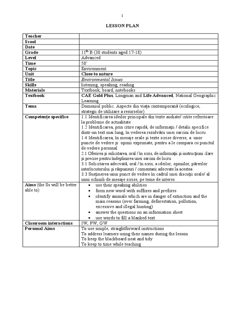 11 Environmental Issues Lesson Plan | PDF | Waste | Environmental Issues