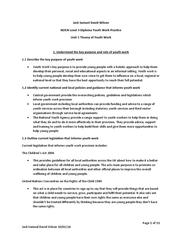 Unit 1-Theory of Youth Work | PDF | Community | Youth