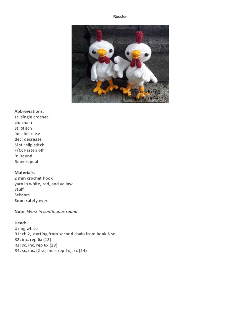 Rooster PDF | PDF | Crochet | Handicrafts