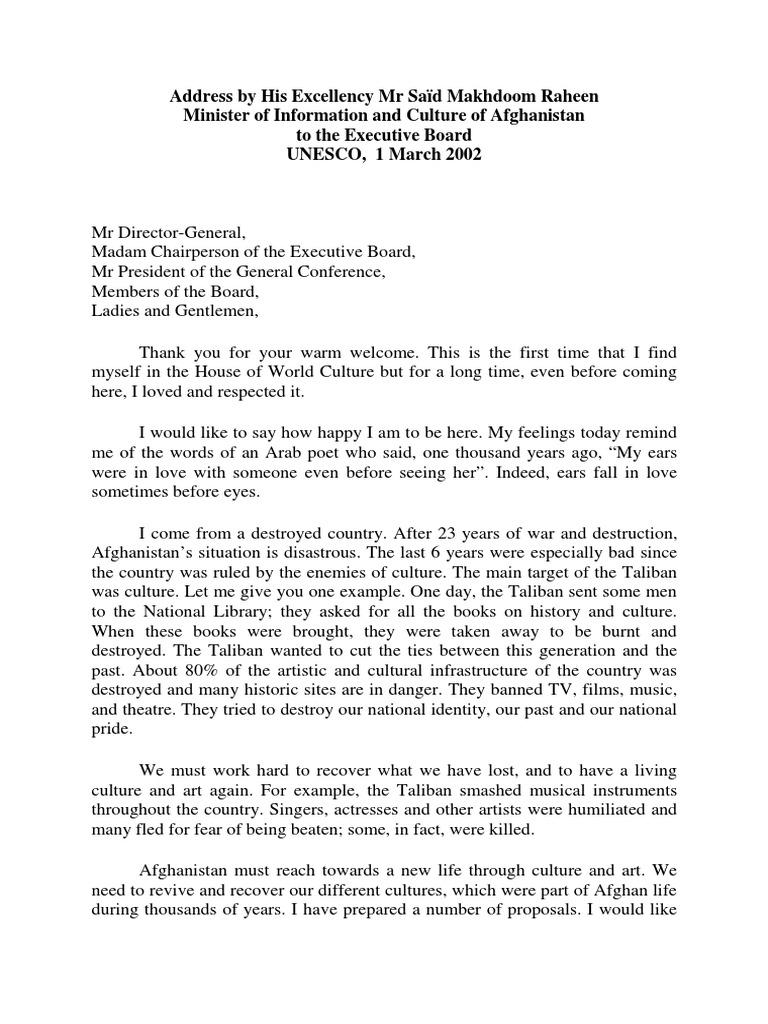 Address by His Excellency MR Saïd Makhdoom Raheen Minister of ...