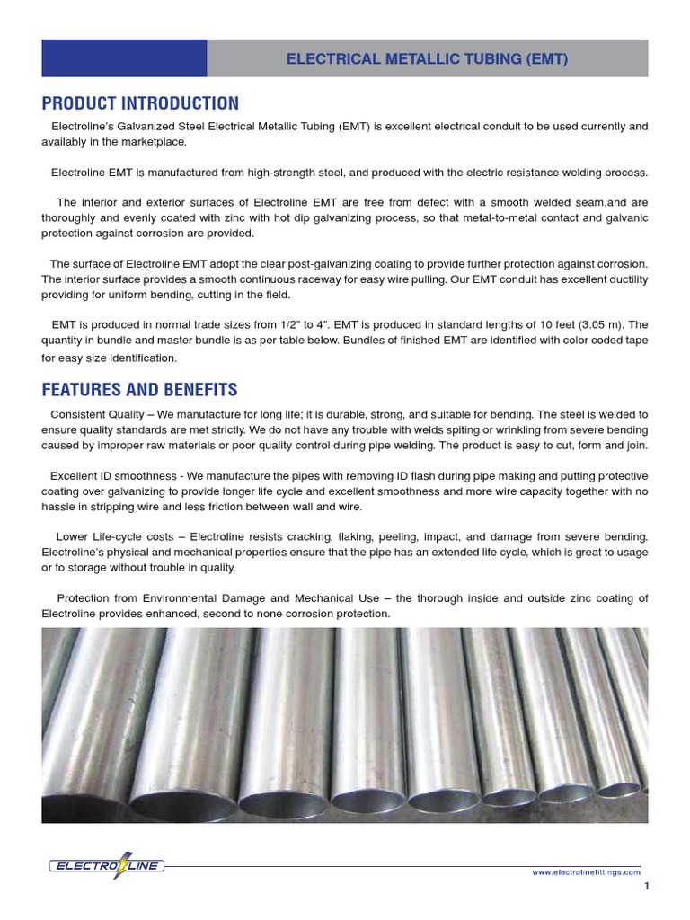 EMT Conduit PDF | PDF | Pipe (Fluid Conveyance) | Galvanization