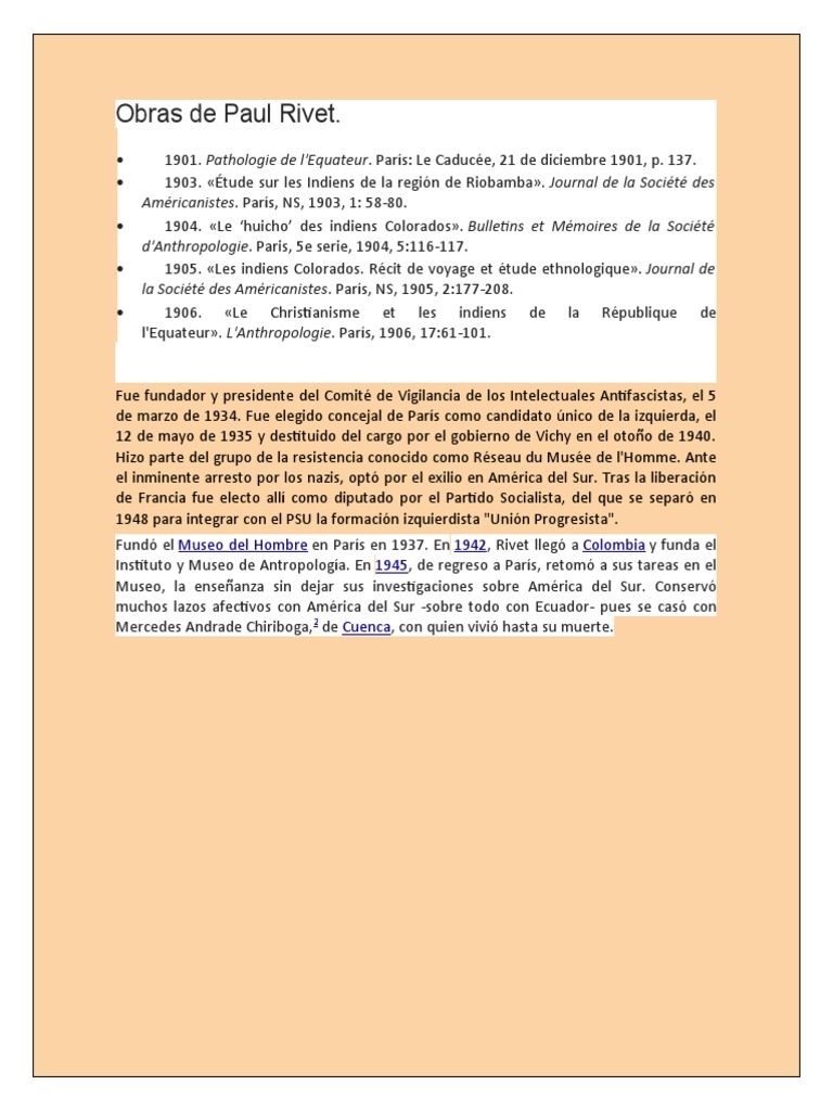 Obras de Paul Rivet | PDF