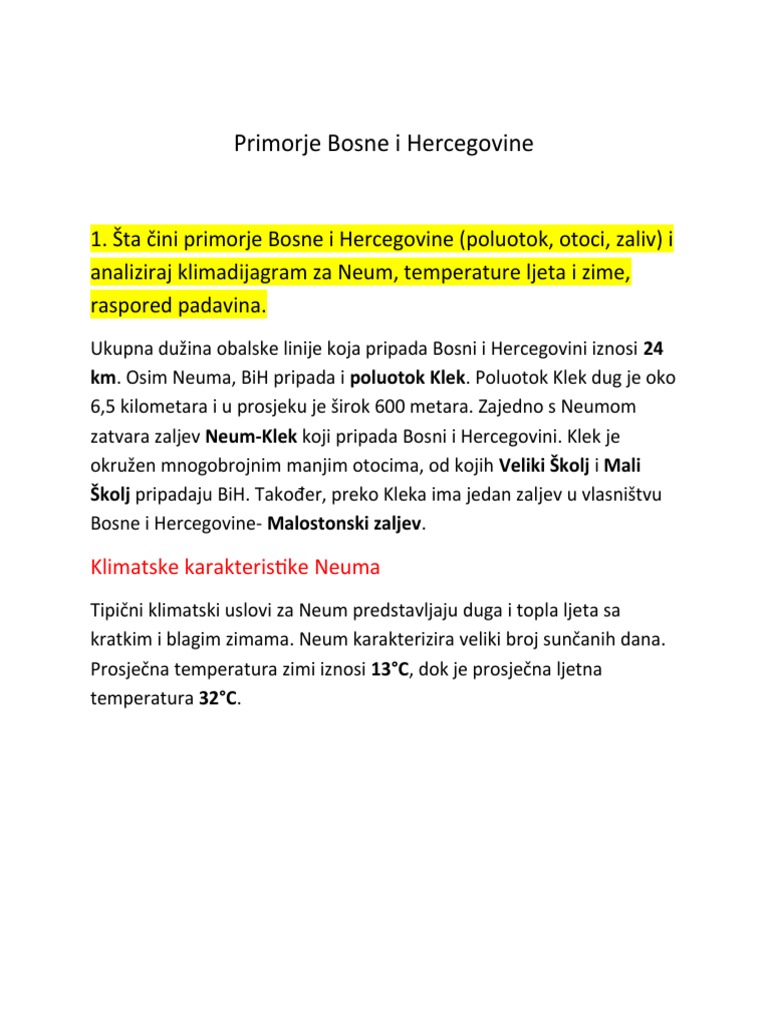 Primorje Bosne I Hercegovine | PDF