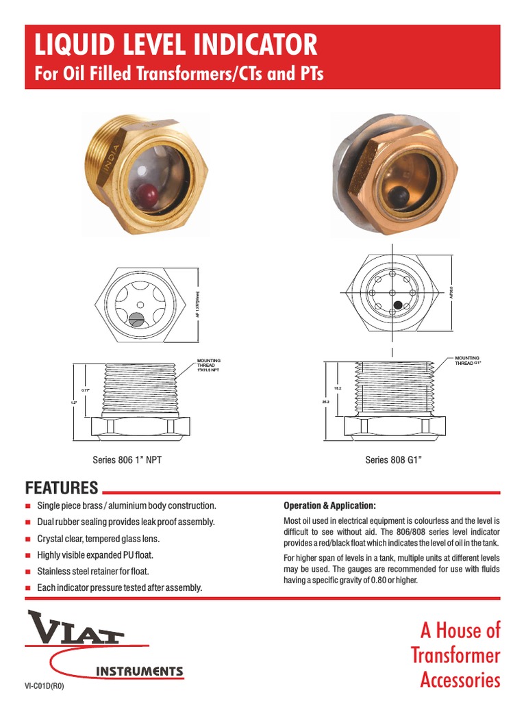 Prismatic Oil Level Indicator for Transformers | PDF | Transformer ...