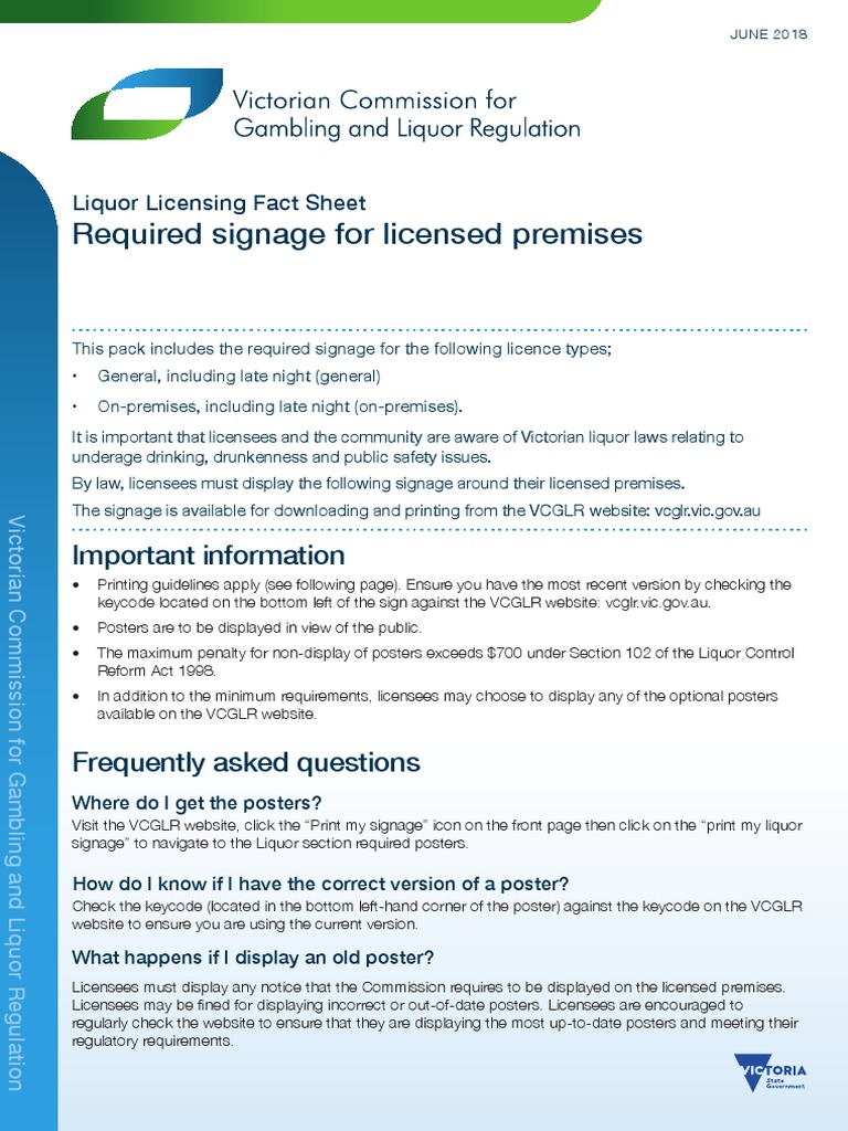 Liquor Licence Required Signage Pack 2 | PDF | Government Information ...