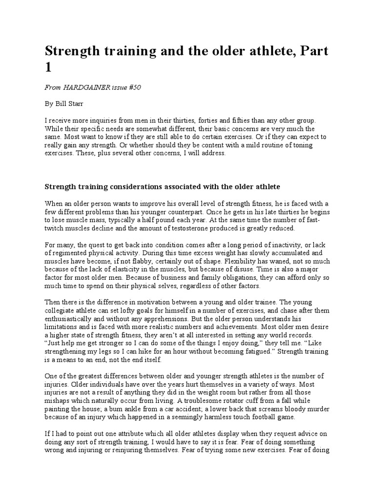 Bill Starr - Strength Training and The Older Athlete | PDF | Strength ...