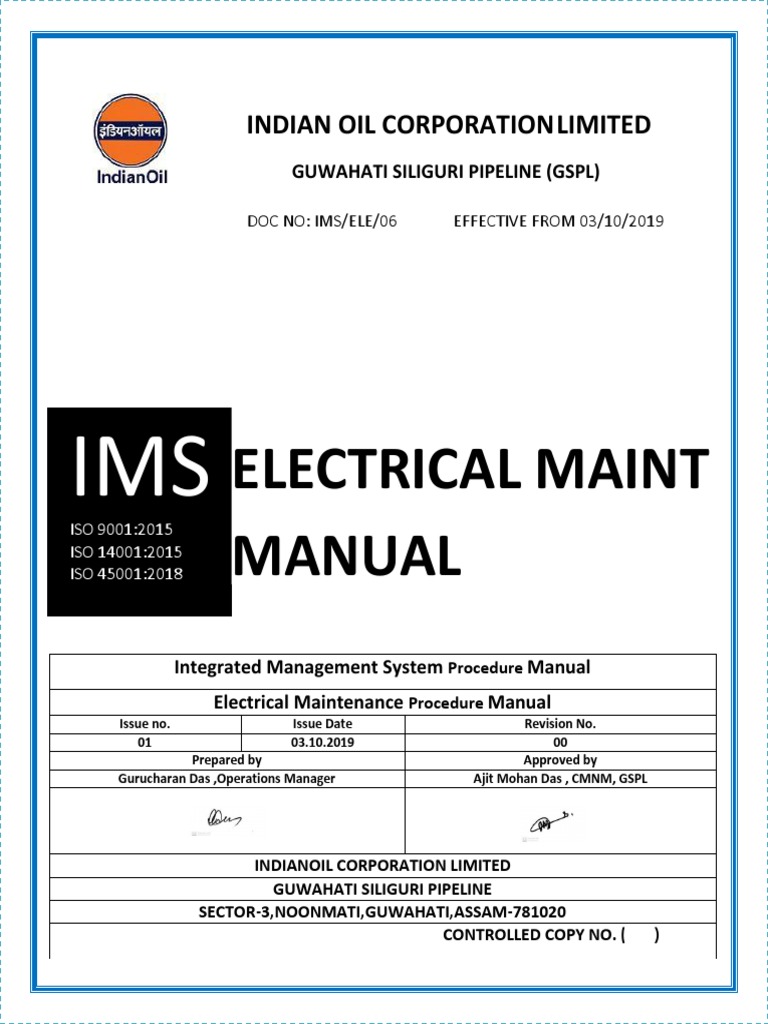 Electrical Maint Manual: Indian Oil Corporation Limited | PDF ...