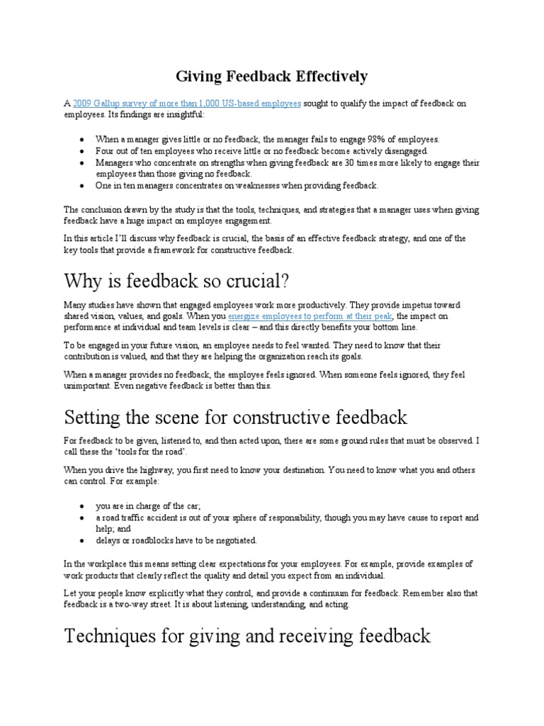 Why Is Feedback So Crucial? | PDF | Performance Appraisal | Behavior ...
