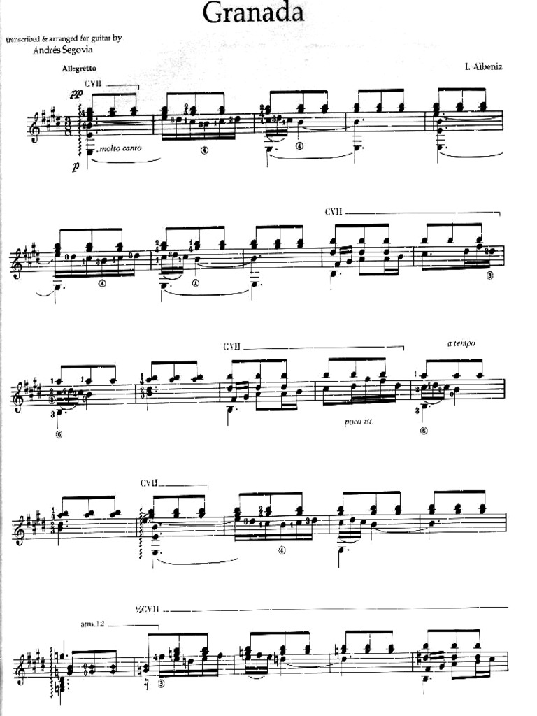 Granada (Albeniz-Segovia) | PDF