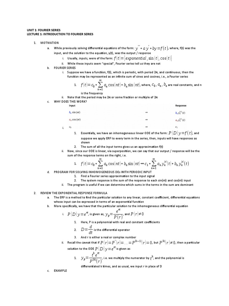 MITx - 18.03Fx - DIFFERENTIAL EQUATIONS - FOURIER SERIES AND PARTIAL DIFFERENTIAL EQUATIONS ...