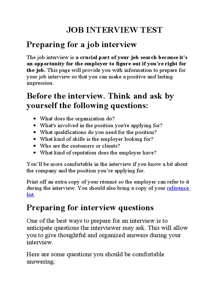 Preparing For A Job Interview | PDF | Job Interview | Interview