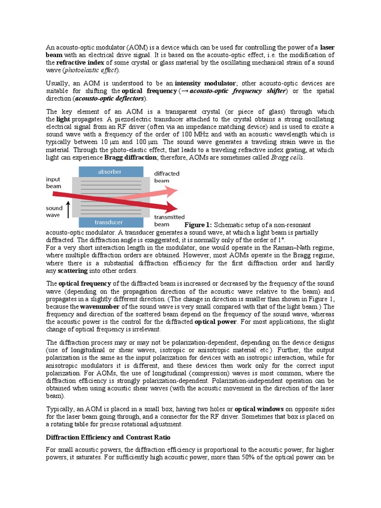 Acousto Optic Effect | PDF | Laser | Optics