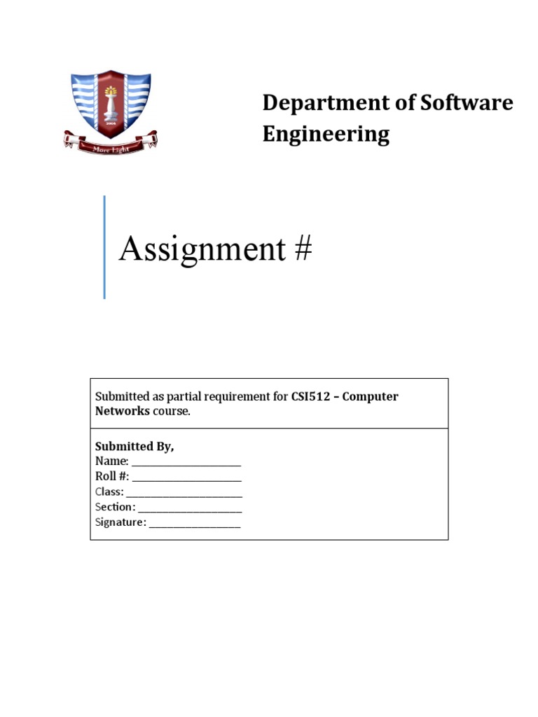 Assignment #: Department of Software Engineering | PDF