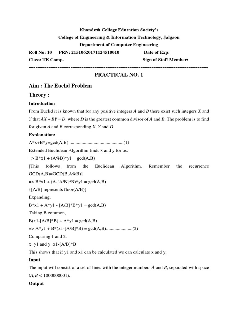 Extended Euclidean Algorithm Explained | PDF | Technology & Engineering