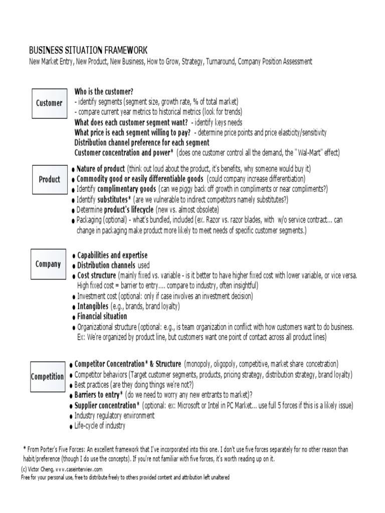 Business Situation Framework | PDF | Competition | Brand