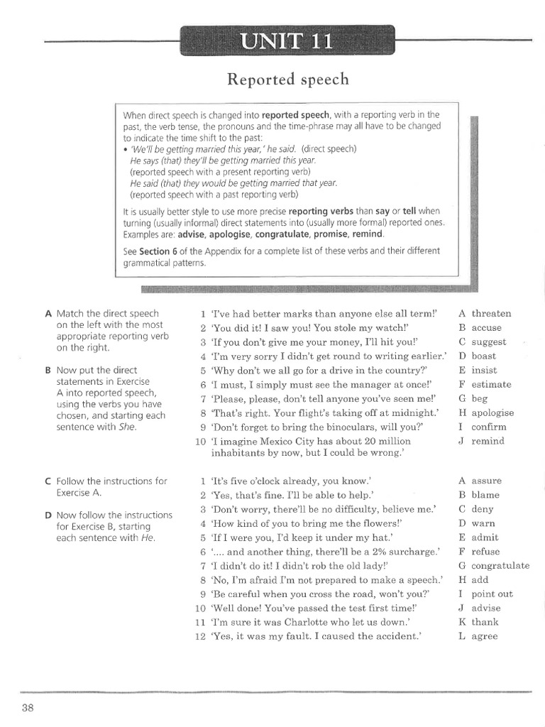 Unit 11 - Reported Speech | PDF