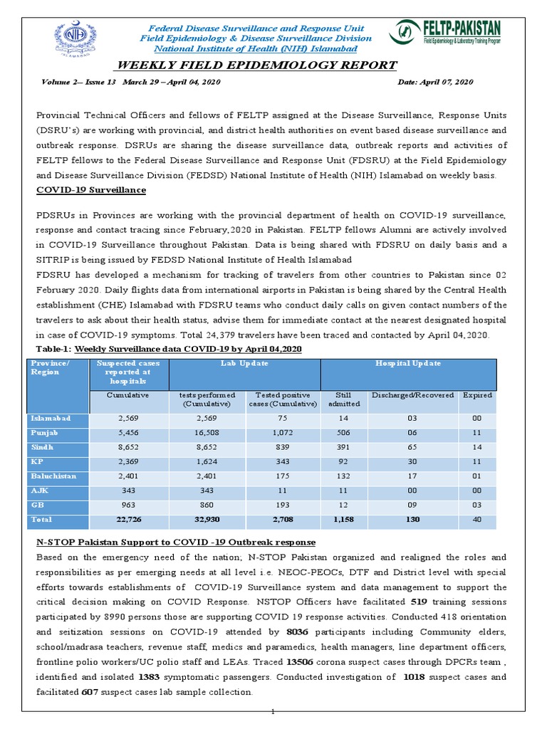 Weekly Field Epidemiology Report | PDF | National Institutes Of Health ...