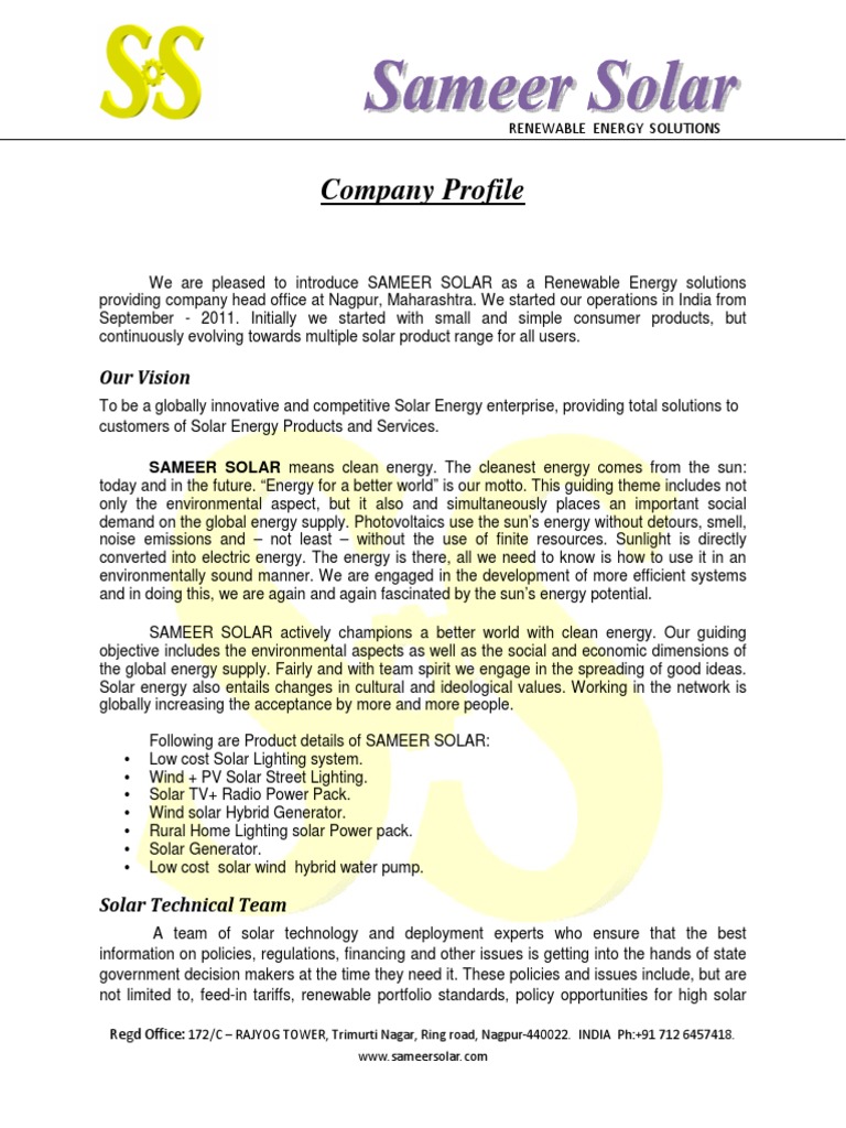 Company Profile PDF | PDF | Solar Power | Photovoltaics
