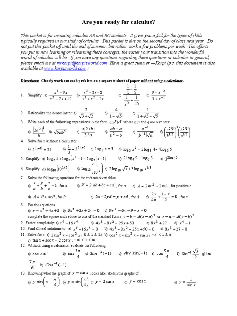 Are You Ready For Calculus FULL | PDF | Trigonometric Functions | Circle