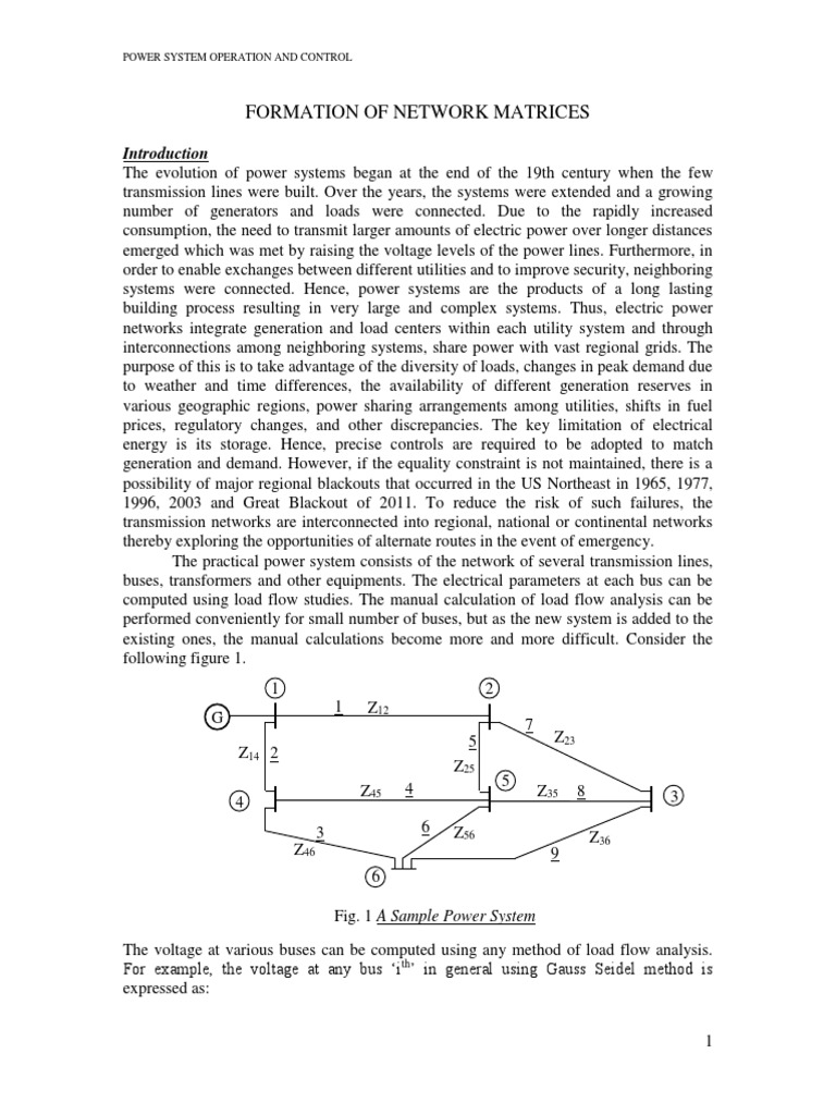Chapter 1 Formation of Network Matrices | PDF | Electric Power Transmission | Matrix (Mathematics)