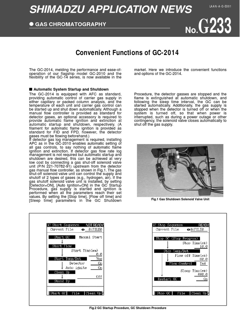 Convenient Functions of GC-2014: Gas Chromatography | PDF | Gas ...
