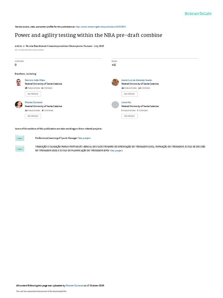 Power and Agility Testing Within The NBA Pre-Draft Combine: Article ...