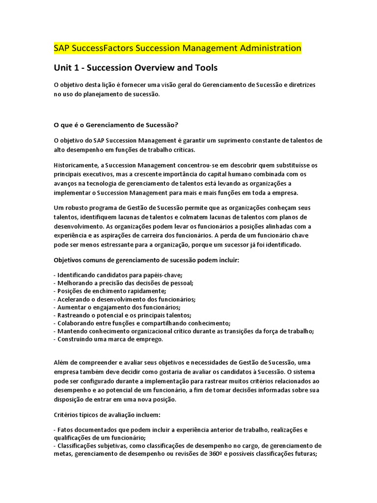 SAP SuccessFactors Succession Management Administration PDF | PDF ...
