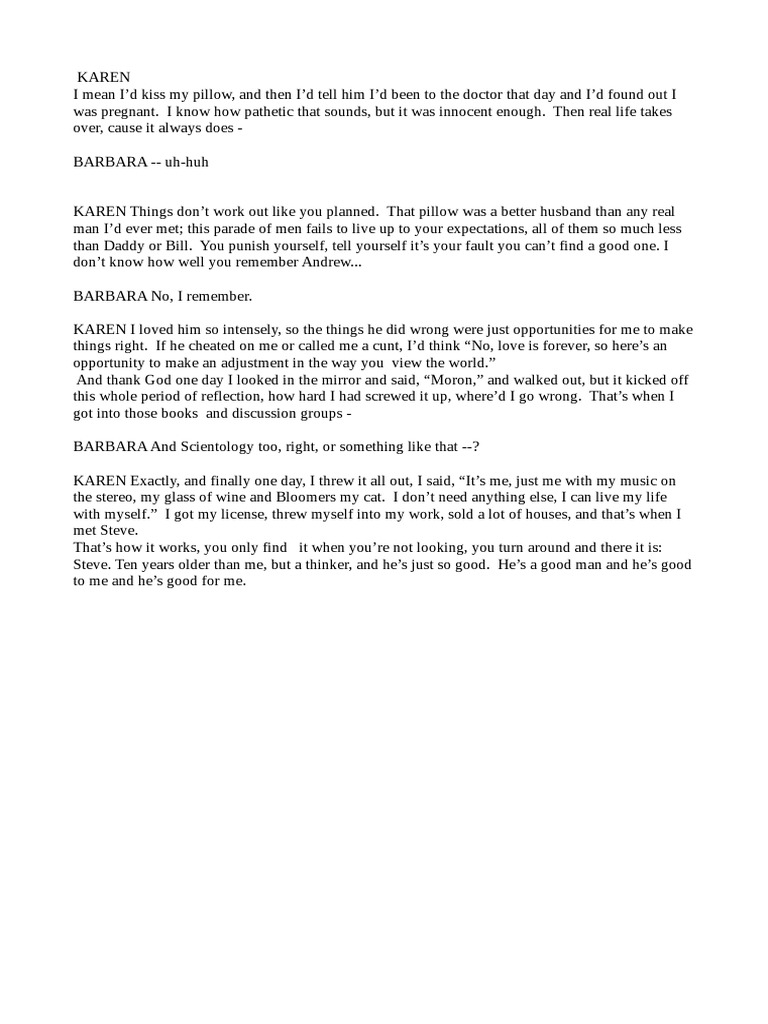 Karen Monologue August Osage County | PDF