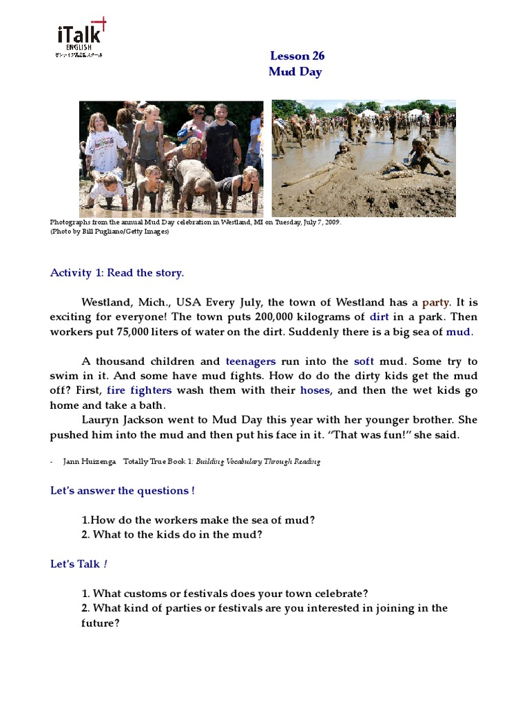 Lesson 26 Mud Day: Activity 1: Read The Story | PDF