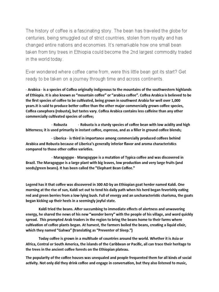 The History of Coffee Is A Fascinating Story | PDF | Coffee | Drink