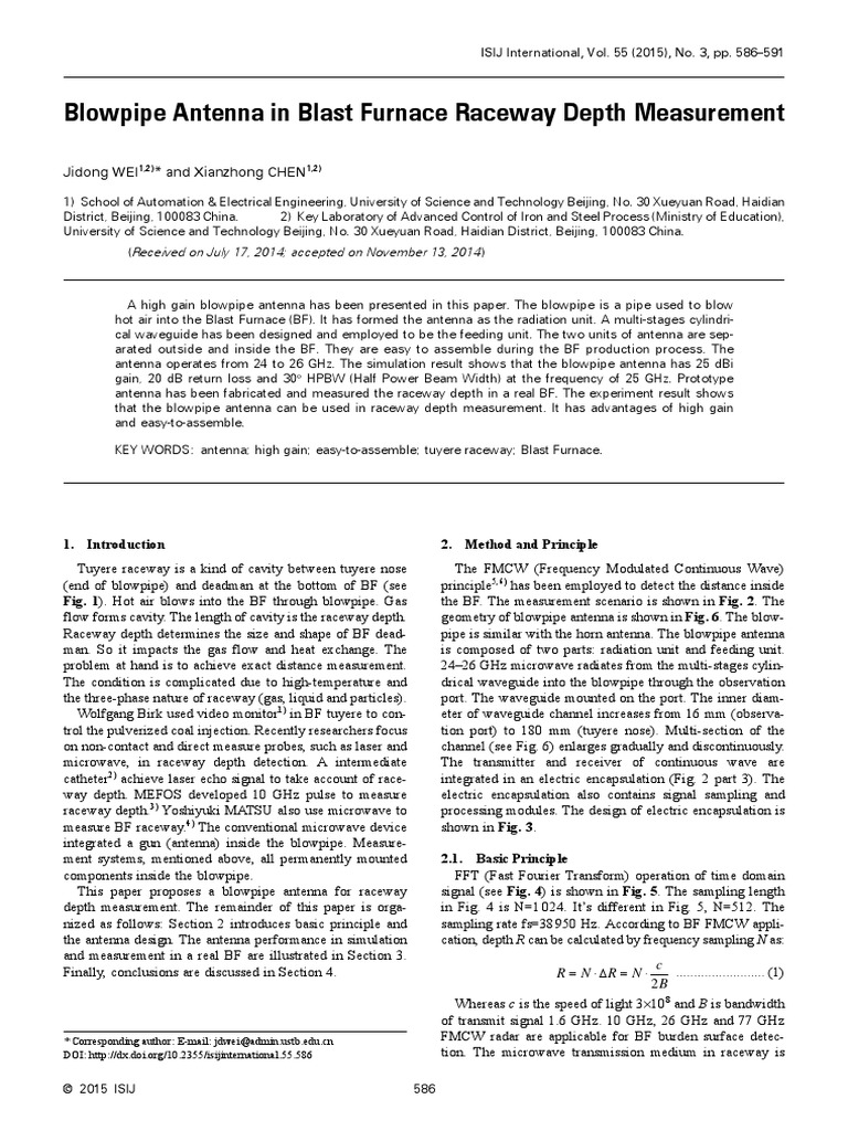 Blowpipe Antenna in Blast Furnace Raceway Depth Measurement | PDF ...