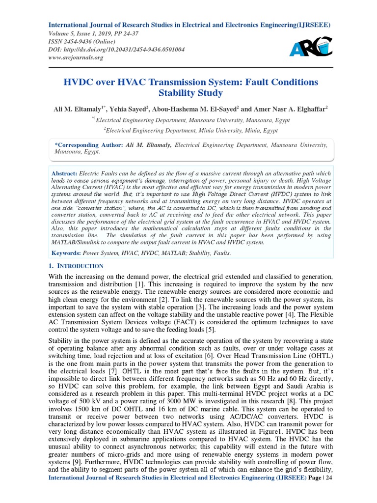 HVDC Over HVAC Transmission System - Faul PDF | PDF | Electric Power ...
