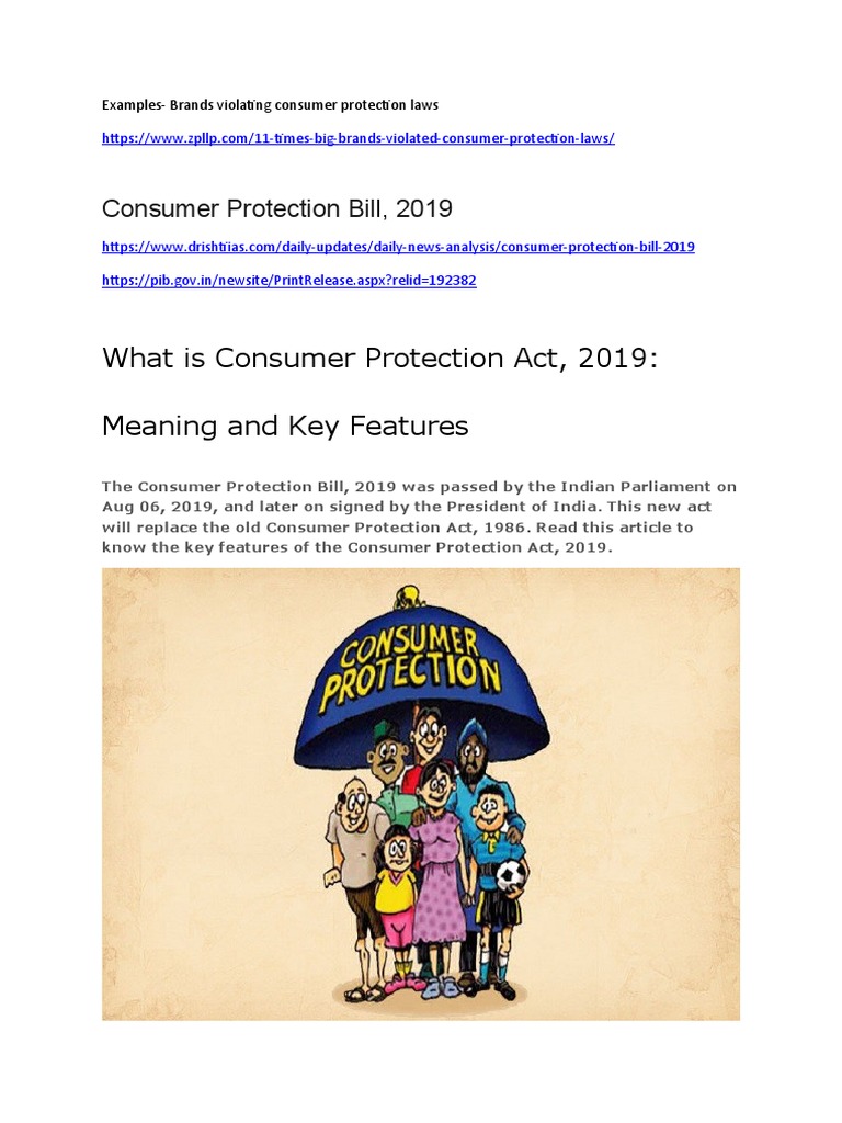 Consumer Protection Bill, 2019 | PDF | Consumer Protection | False ...