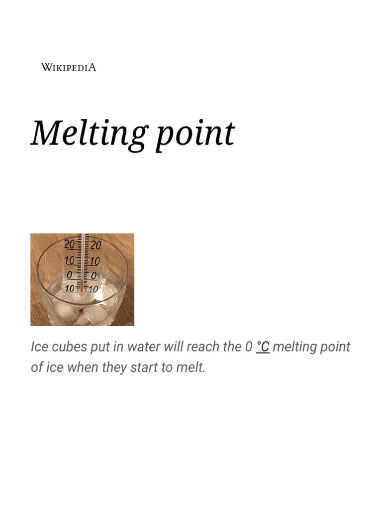 Melting Point - Wikipedia PDF | PDF | Melting Point | Chemistry