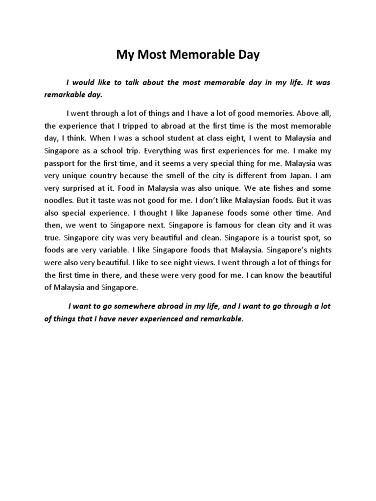 My Most Memorable Day | PDF