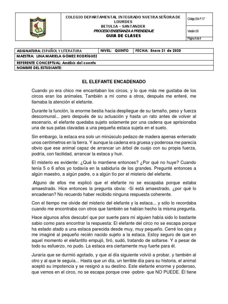 Analisis Del Cuento PDF | PDF