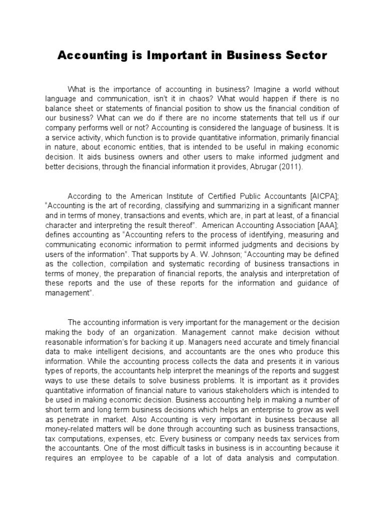 The Importance of Accounting in Business Decision Making and ...