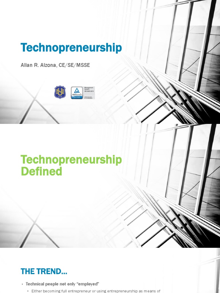 Introduction to Technopreneurship | PDF | Entrepreneurship | Economies