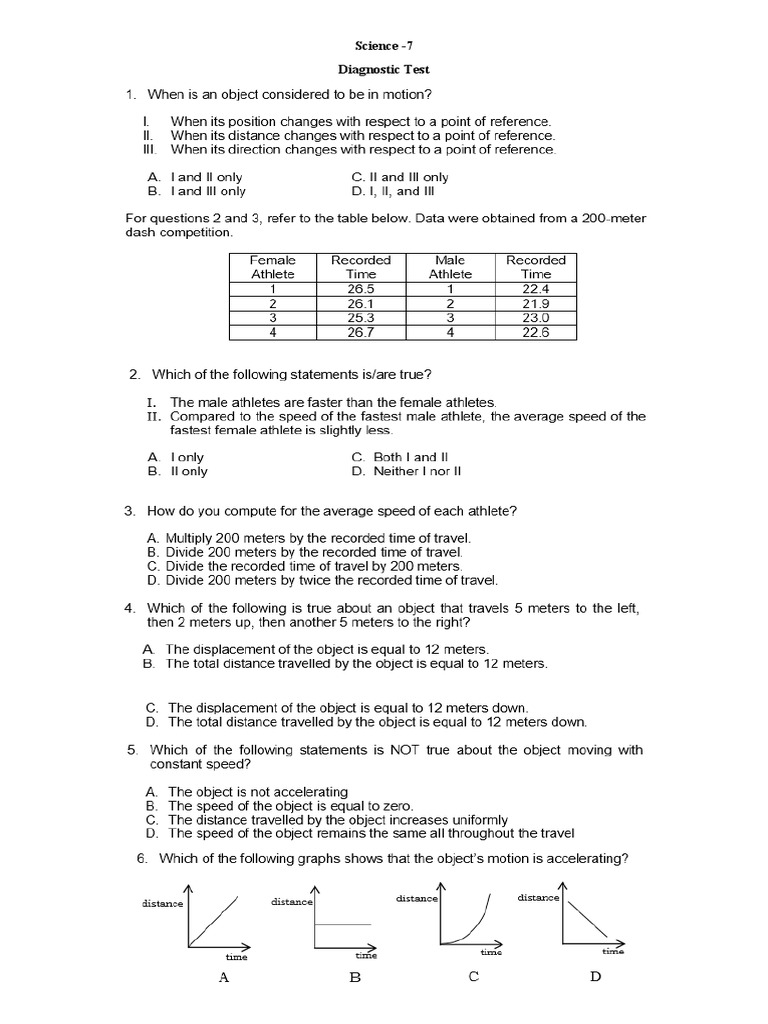 Science - 7 Diagnostic Test | PDF