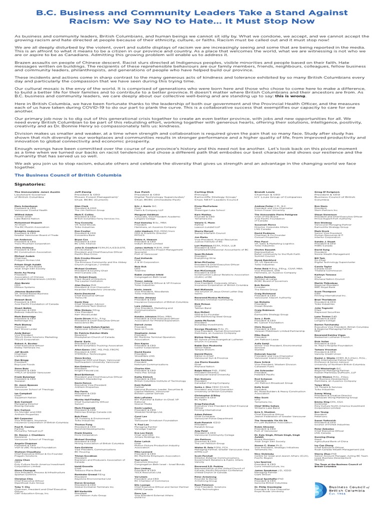 BCBC Anti-Racism Statement | PDF | Chief Executive Officer | British ...