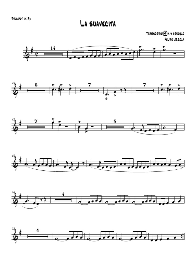 Transcripción de "La Suavecita" para Trompeta | PDF
