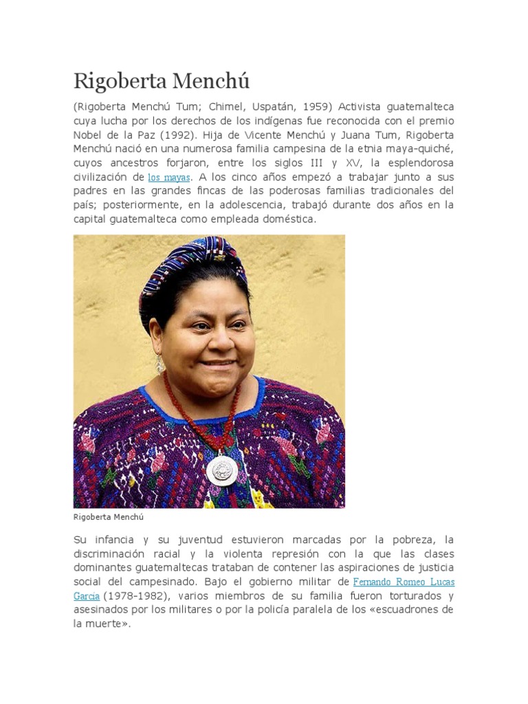 Rigoberta Menchú | PDF | Agitación | Sociedad