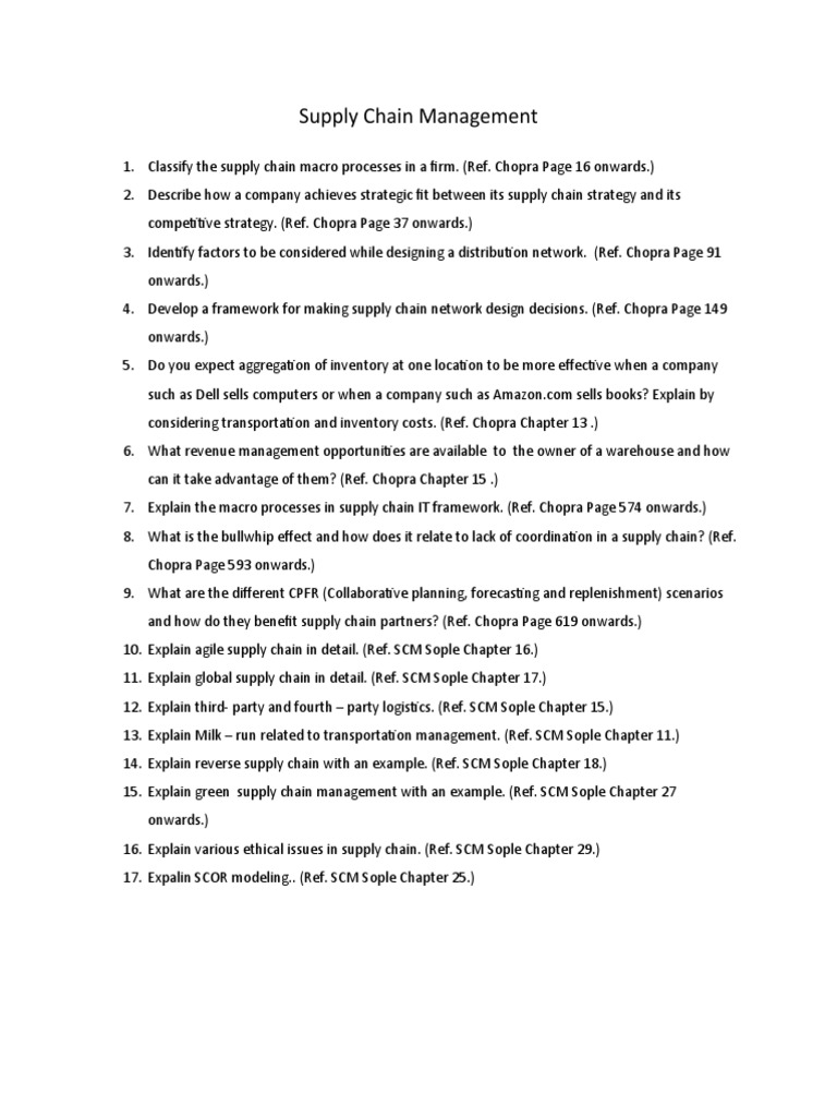 SCM Question Bank | PDF | Forecasting | Business Economics
