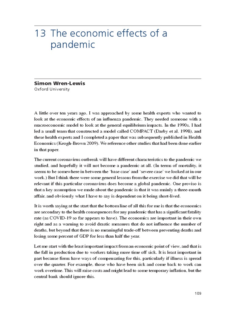 13 The Economic Effects of A Pandemic: Simon Wren-Lewis | PDF | Gross ...