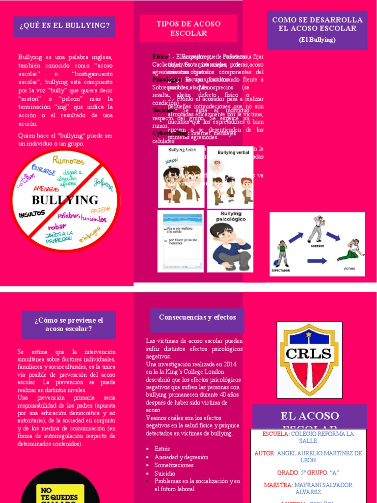 Triptico Sobre El Bullying | PDF | Ciencias del comportamiento ...